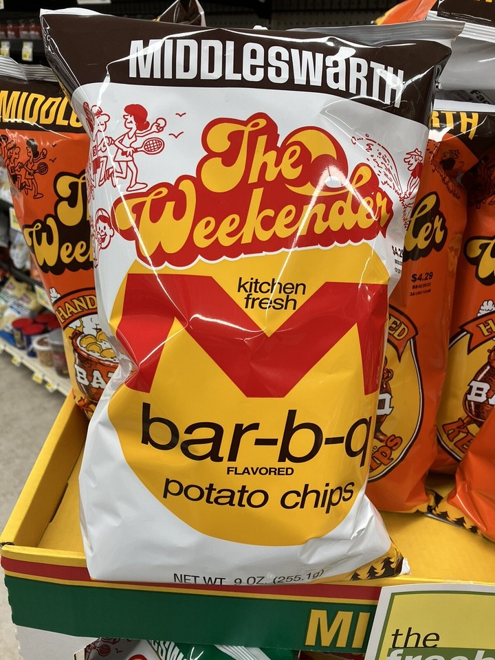 Two Bags (One regular, one BBQ) Middleswarth Chips Weekender 9 oz. A PA ...