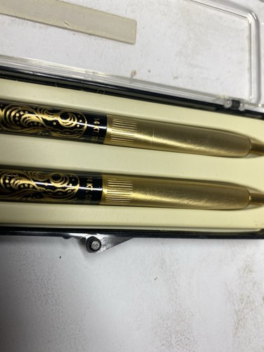 Vintage 14k Gold Filigree Ballpoint Black Gold Pen Box Set Of 2 Need ...