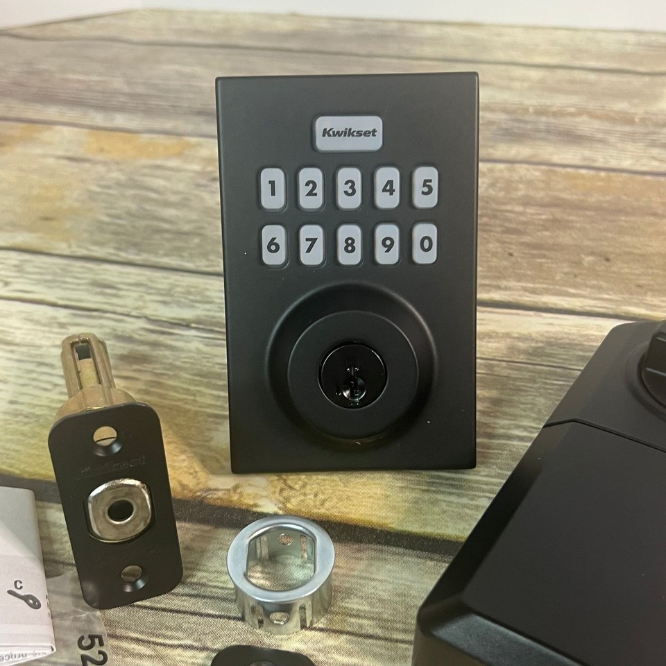 Kwikset Powerbolt 250 Matte Black 10-Button Keypad Electronic Deadbolt ...