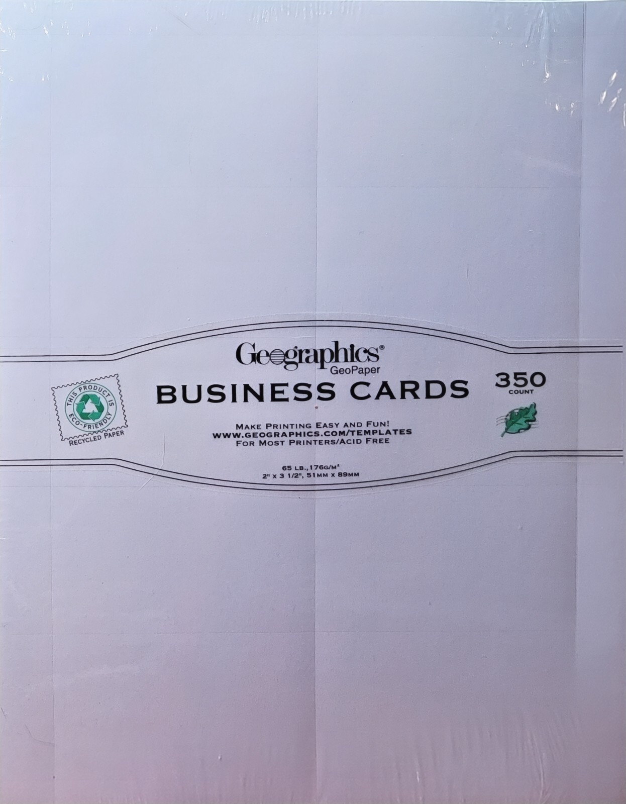 Geographics Business Cards, 350 Cards 2 x 3 1/2 " cards, 65 lbs weight ...