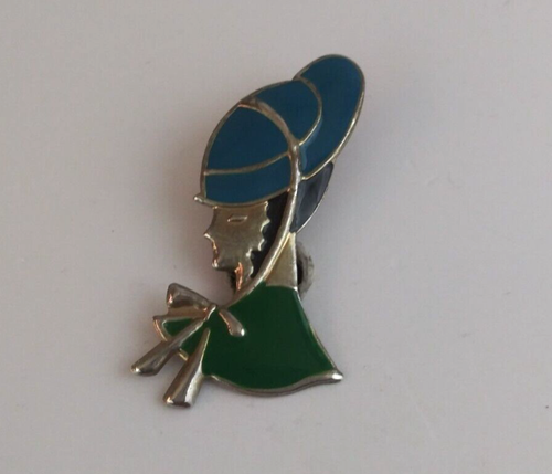 Vintage Woman With Blue Bonnet Lapel Hat Pin | eBay