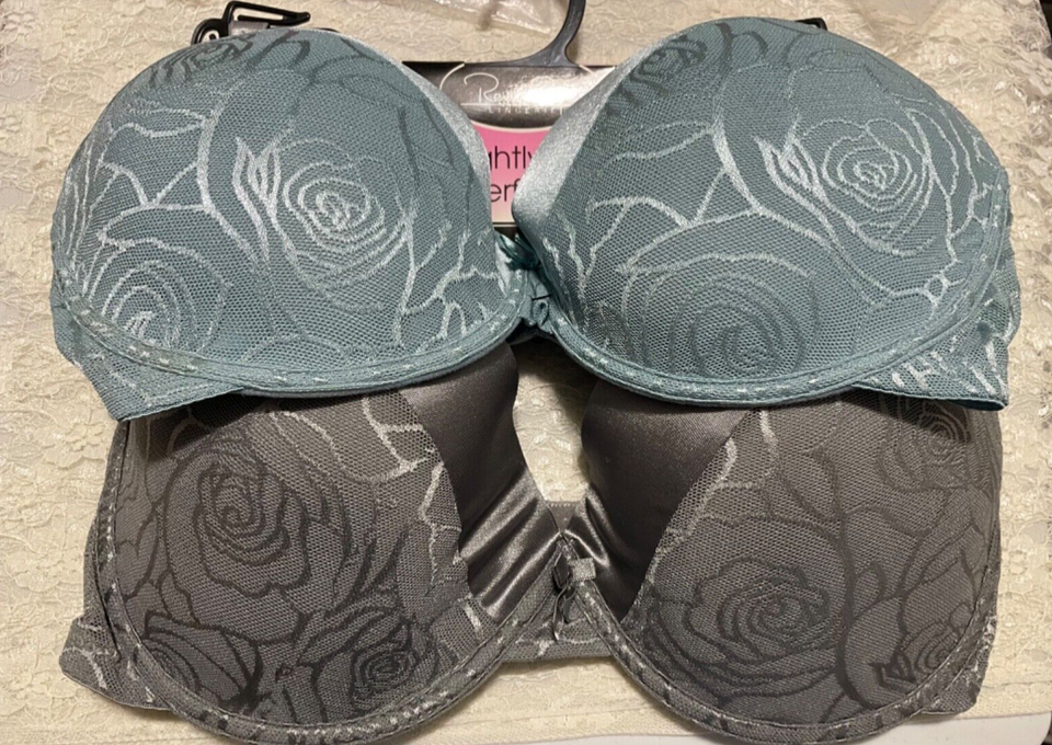 Rene Rofe Lot of 2 Bras 40D Lightly Padded Perfect Fit Bras Blue Grey ...