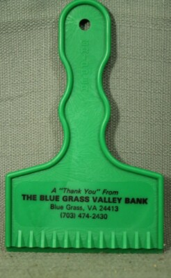 Vintage green plastic ice scraper tool The Blue Grass Valley Bank ...