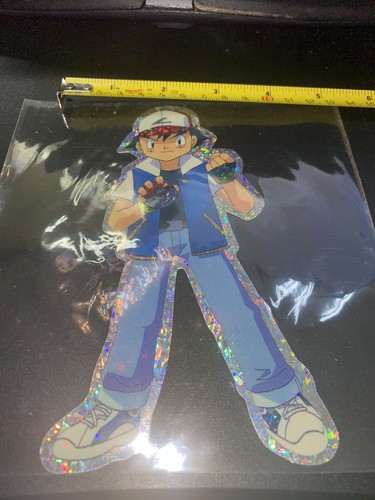 Vintage Pokemon Jumbo Holographic Sticker 6" Ash new | eBay