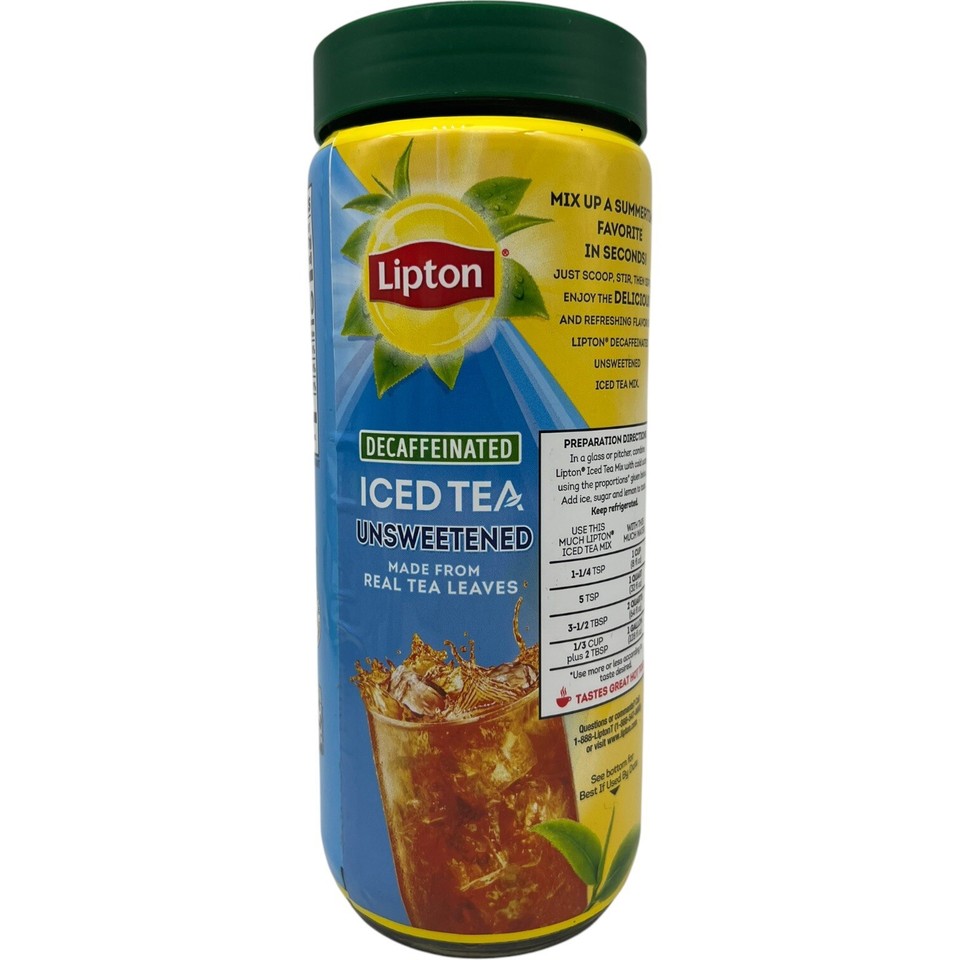 4 Jars-Lipton Black Iced Tea Mix Decaffeinated Unsweetened 30 Qt ...