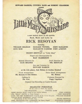 1959 Little Mary Sunshine Program Original | Grelly USA
