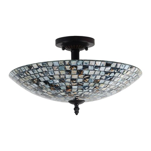 Mosaic Design 2-Light Semi-Flush Mount Seashell Ceiling Light 16in | eBay