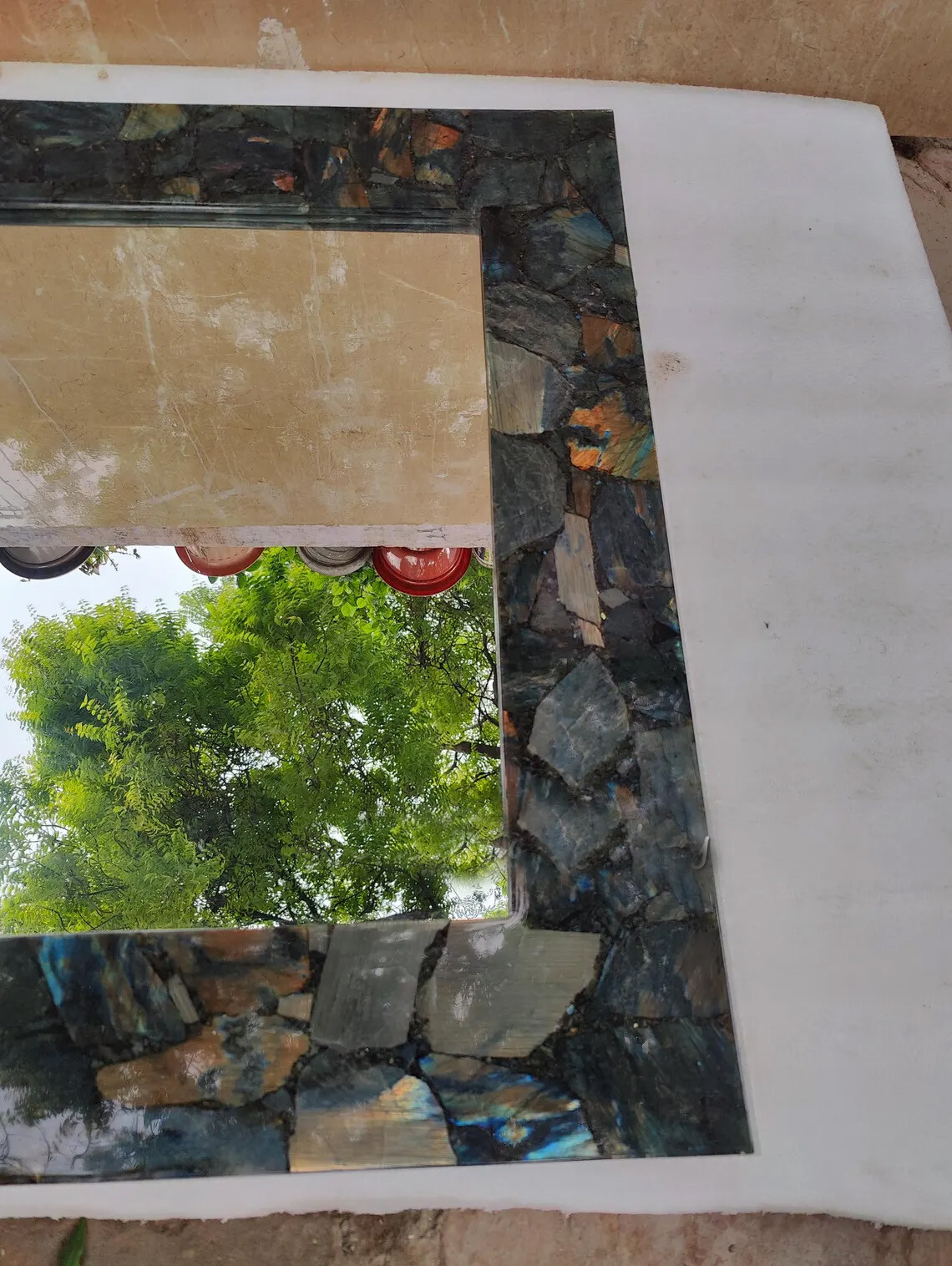Natural Labradorite Rectangular Wall Mirror / Bathroom Mirror / Living ...
