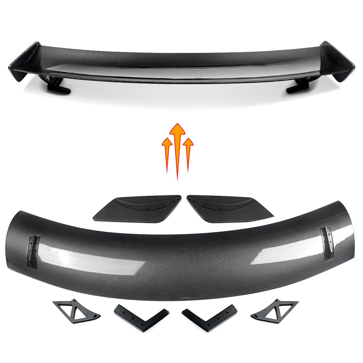FOR 15-23 FORD MUSTANG GT500 CARBON LOOK BIG TRUNK SPOILER WING W ...