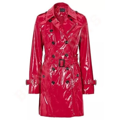 Women Trench Vinyl Shiny Gothic Coat PVC Emo Top quality Faux Leather ...