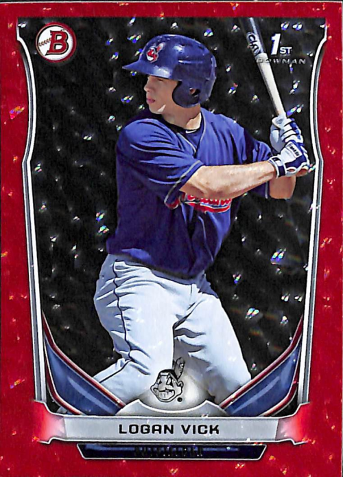 2014 Bowman Prospects Red Ice #BP40 Logan Vick #7/25 Cleveland Indians ...