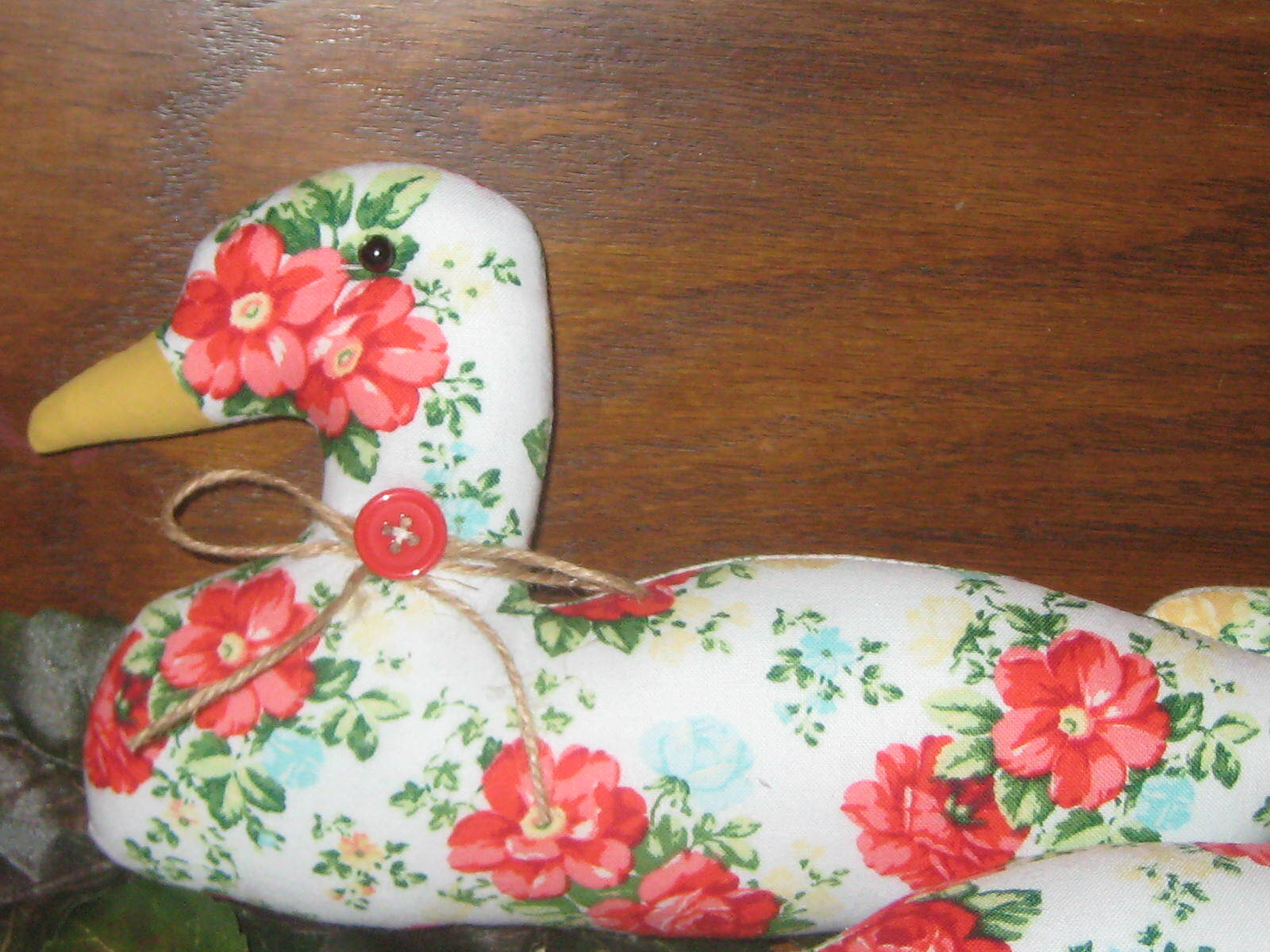 Country Decor 3 Floral Fabric Ducks Handmade Gift Centerpiece Wreath ...