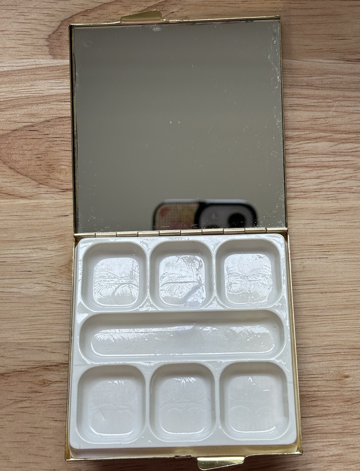 Vintage Compact Mirrored square pill box with Cherub Angels Gold Tone ...