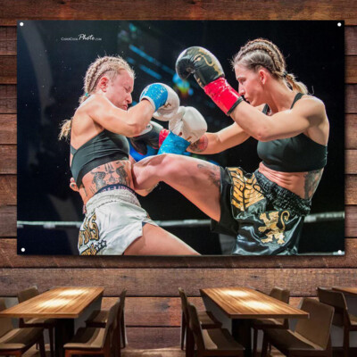 Female Boxing Fight Scene Posters and Prints Wall Art Tapestry Banner ...