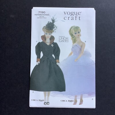 Vogue Craft Uncut Pattern 7190 Barbie Doll Historical Clothes Circa ...
