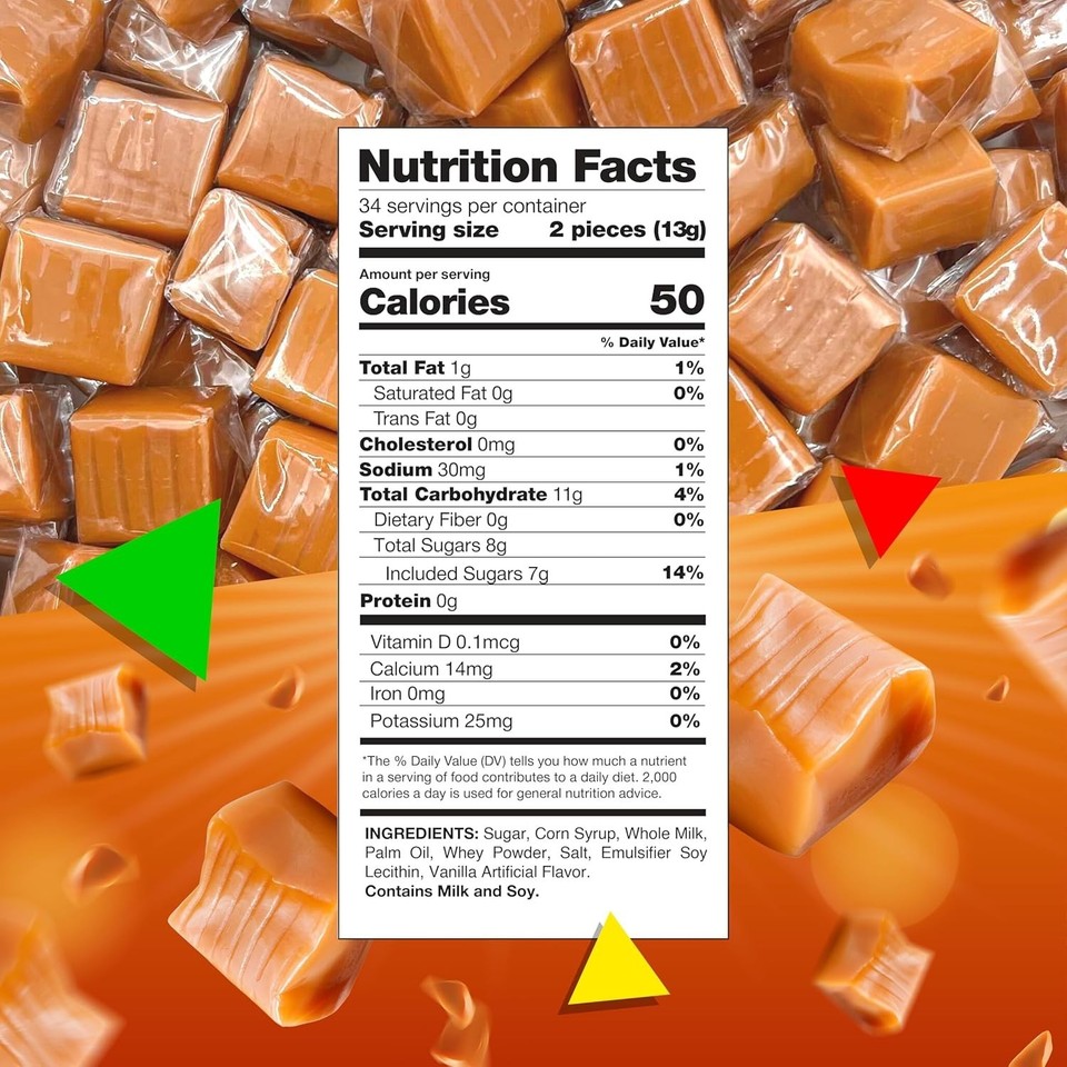 Classic Chewy Caramel Squares Candy Individually Wrapped (1 Pound Pack ...