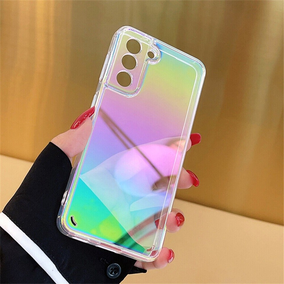 Laser Gradient Aurora Clear Case For Samsung Galaxy S24 S23 Ultra Armor ...