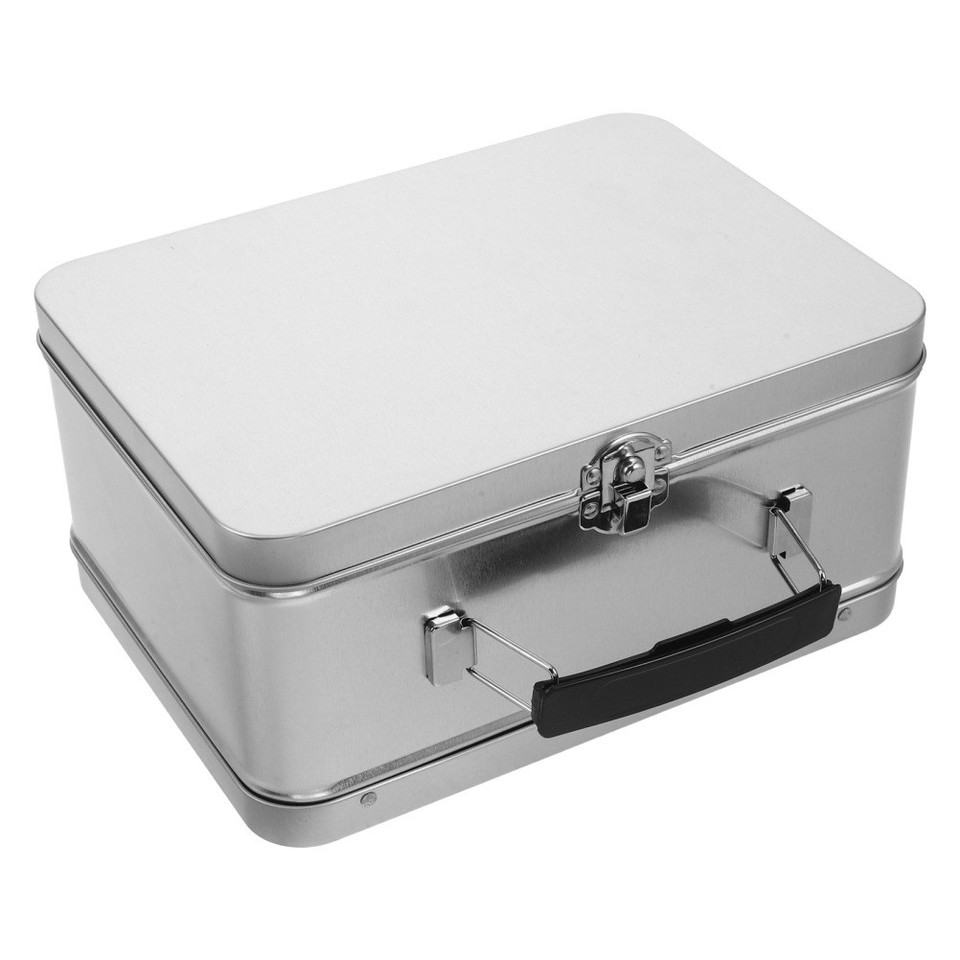 Rectangle Tinplate Empty Tin Box with Lid, Vintage Metal Storage ...