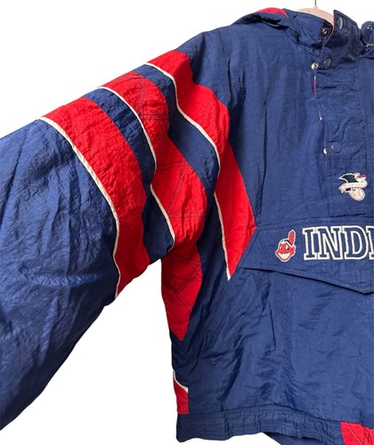 Vintage 90s Cleveland Indians Chief Wahoo Starter Puffer Pullover ...