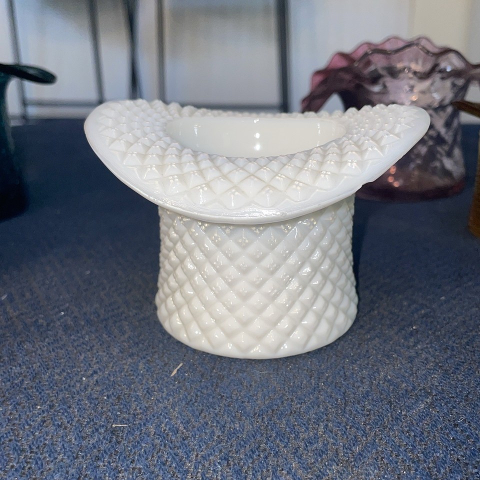 1960s lot of 8 Fenton And Other Glass Top Hat Pressed Blown Glass And ...