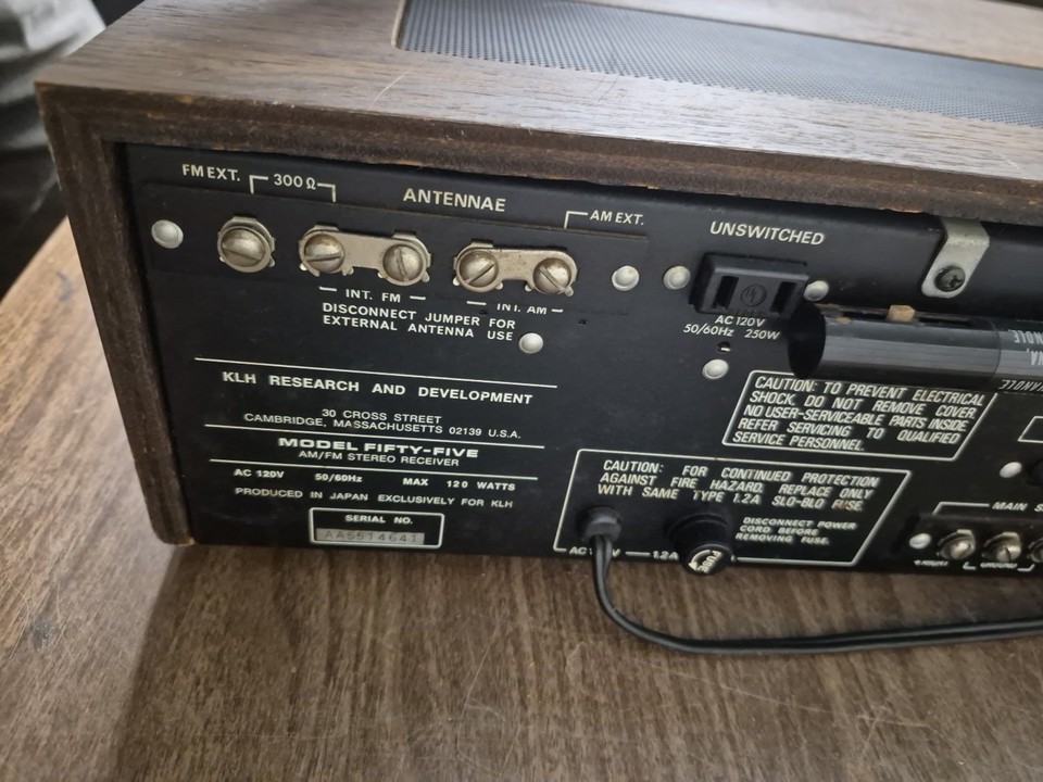 KLH Model Fifty-Five Vintage AM / FM Stereo Receiver Solid State KLH-55 ...