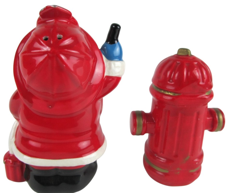 Capri Creations Santa Fireman & Hydrant Christmas Salt & Pepper Shakers ...