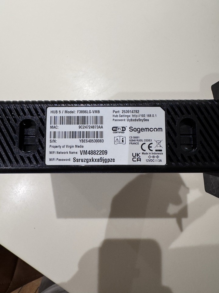 Sagemcom F3896LG-VMB Super Hub 5 Virgin Media WiFi 6 | eBay UK
