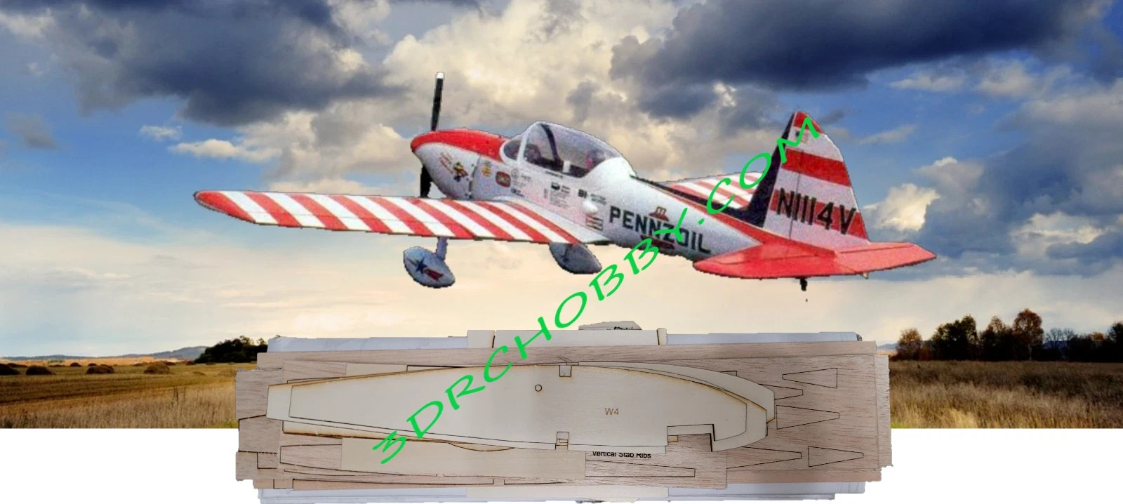 Super Chipmunk 66" Wingspan RC Airplane kit Laser Cut Balsa Ply Short ...
