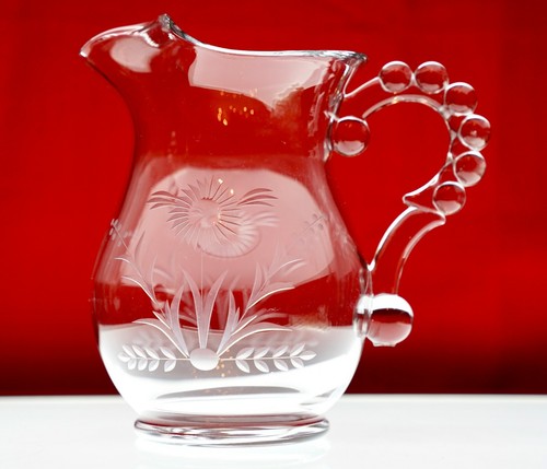 Vintage Elegant Imperial Glass Candlewick Crystal Pitcher Etched 9 ...