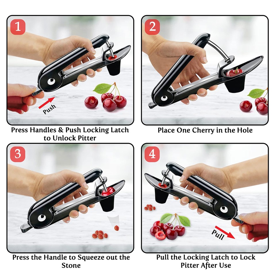 LAH Kitchen Cherry Pitter Tool Pit Remover Stainless Steel Olive Pitter ...