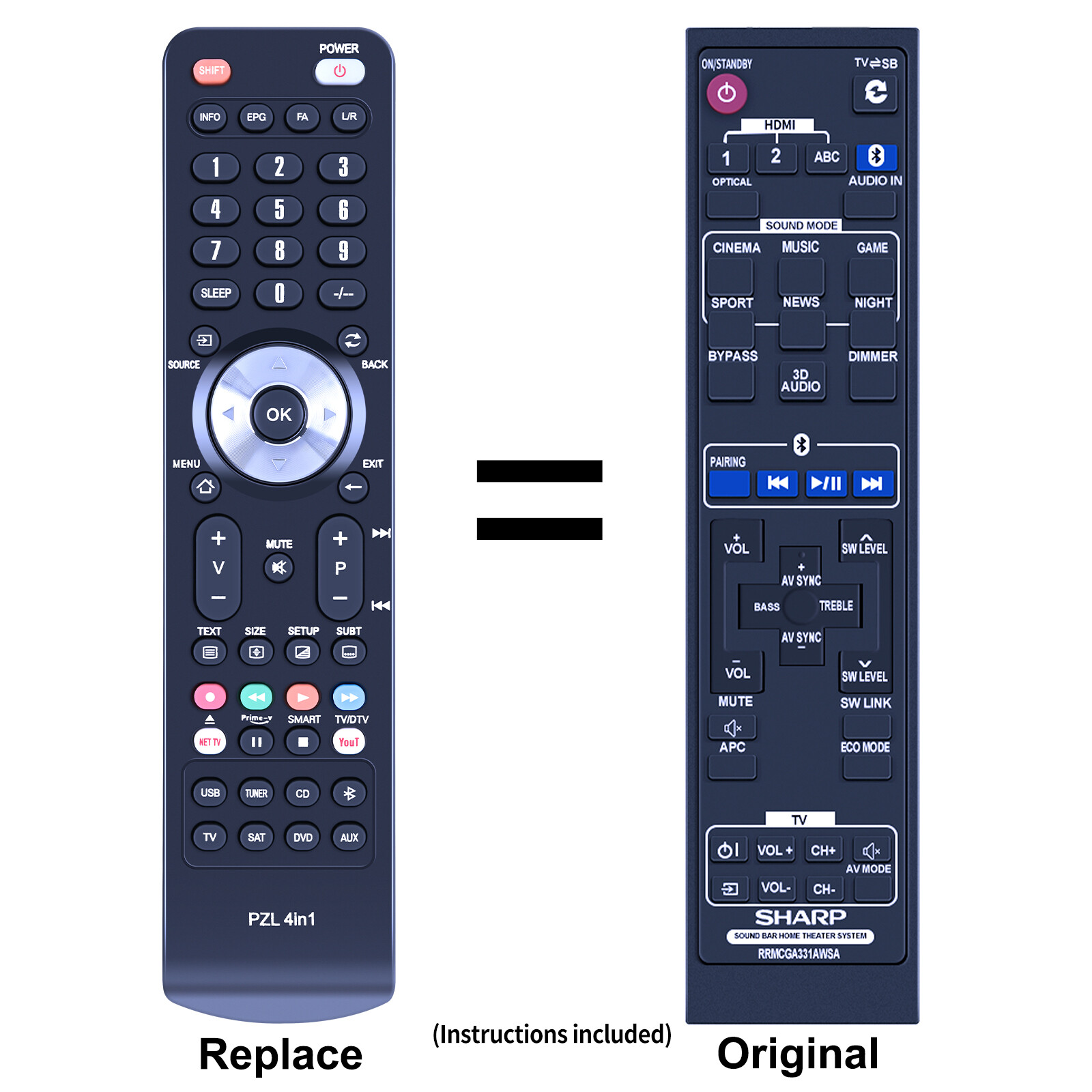 New RRMCGA331AWSA For Sharp Sound Bar Replace Remote Control HTSB602 HT ...