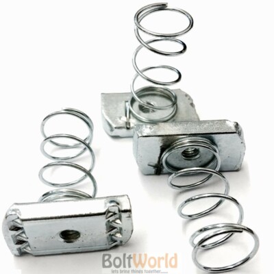 M6 M8 M10 M12 CHANNEL NUTS LONG SPRING BUILDING FIXING STRUT UNISTRUT ...