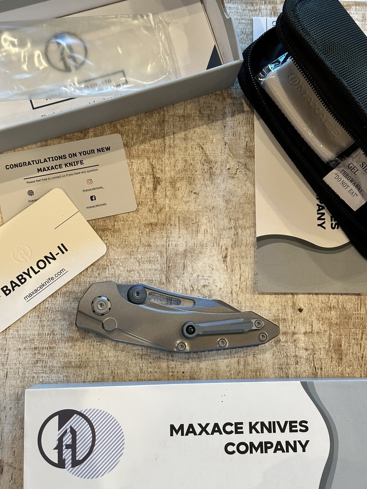 Maxace Knives BNIB Babylon 2 Button Lock Knife - Stonewash Handle Satin ...