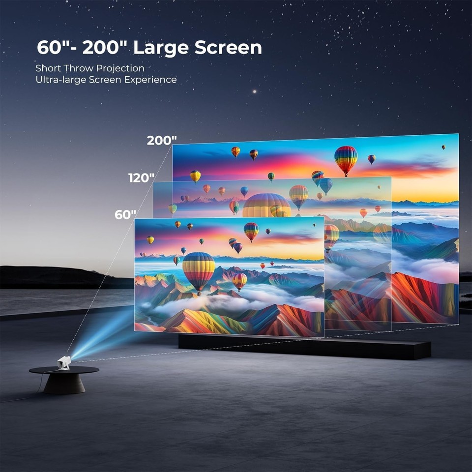 Mini Projector Portable 2026 Upgraded Built in Apps Android 14, 26000 ...
