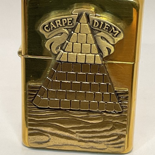 1996 Zippo Brass Lighter Carpe Diem Barrette Smith Surprise Mason ...