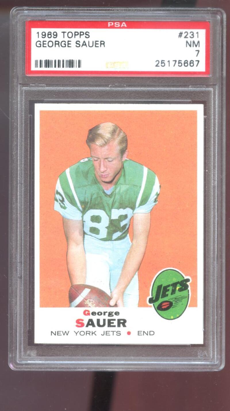 1969 Topps #231 George Sauer PSA 7 Graded Football Card NFL NM New York ...