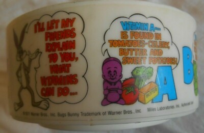 Chock's Bugs Bunny Chewable Vitamins Bowl Vtg 1971 Warner Bros. Looney ...
