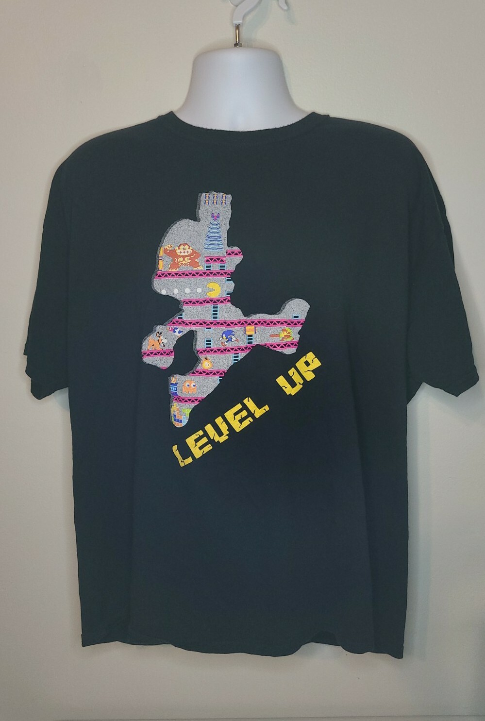 Level Up Gamer Shirt Donkey Kong Sonic Pac Man Duck H… - Gem