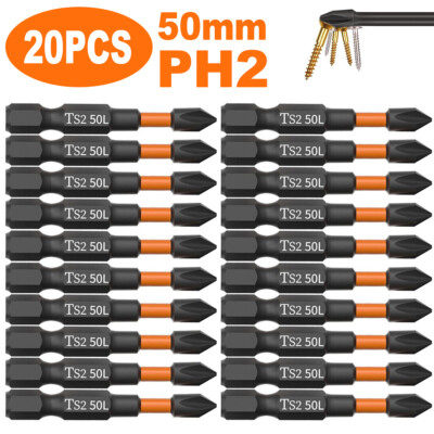 20x 2'' PH2 Impact Duty Driver Bit Set Magnetic Phillips Screw Driver ...