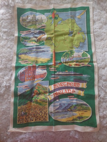 Northern Ireland linen map Larne, Ballycastle, Bangor,Belfast ...