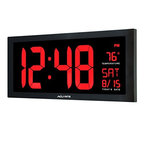 AcuRite Large 18” Digital LED Oversized Wall Clock with Date ...