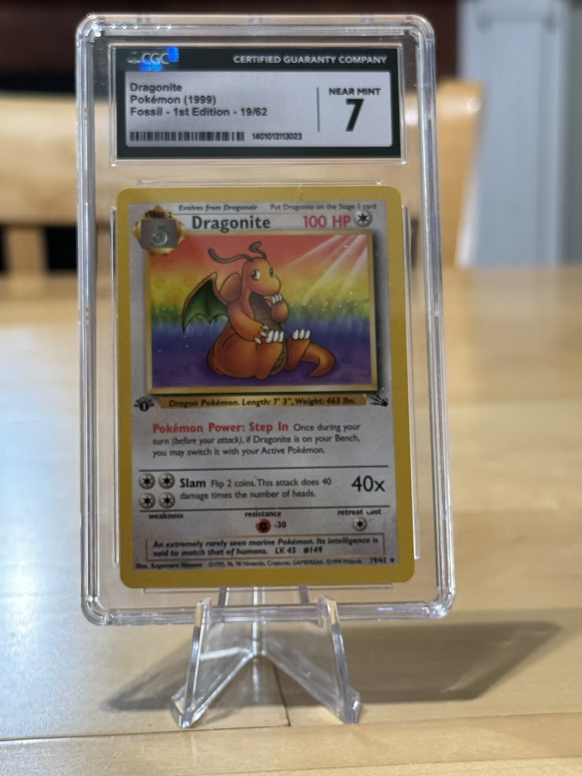 CGC 7 NM Dragonite 1st Edition Non Holo Rare 19/62 Pokémon Fossil Set ...