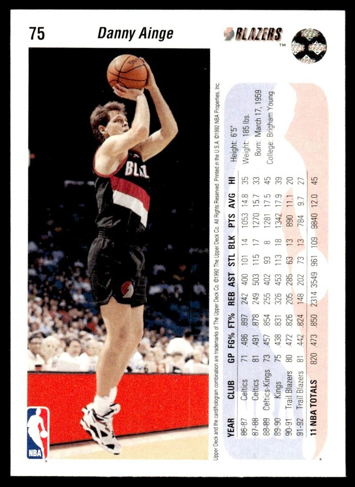 1992-93 Upper Deck Basketball Card Danny Ainge Phoenix Suns #75 | eBay