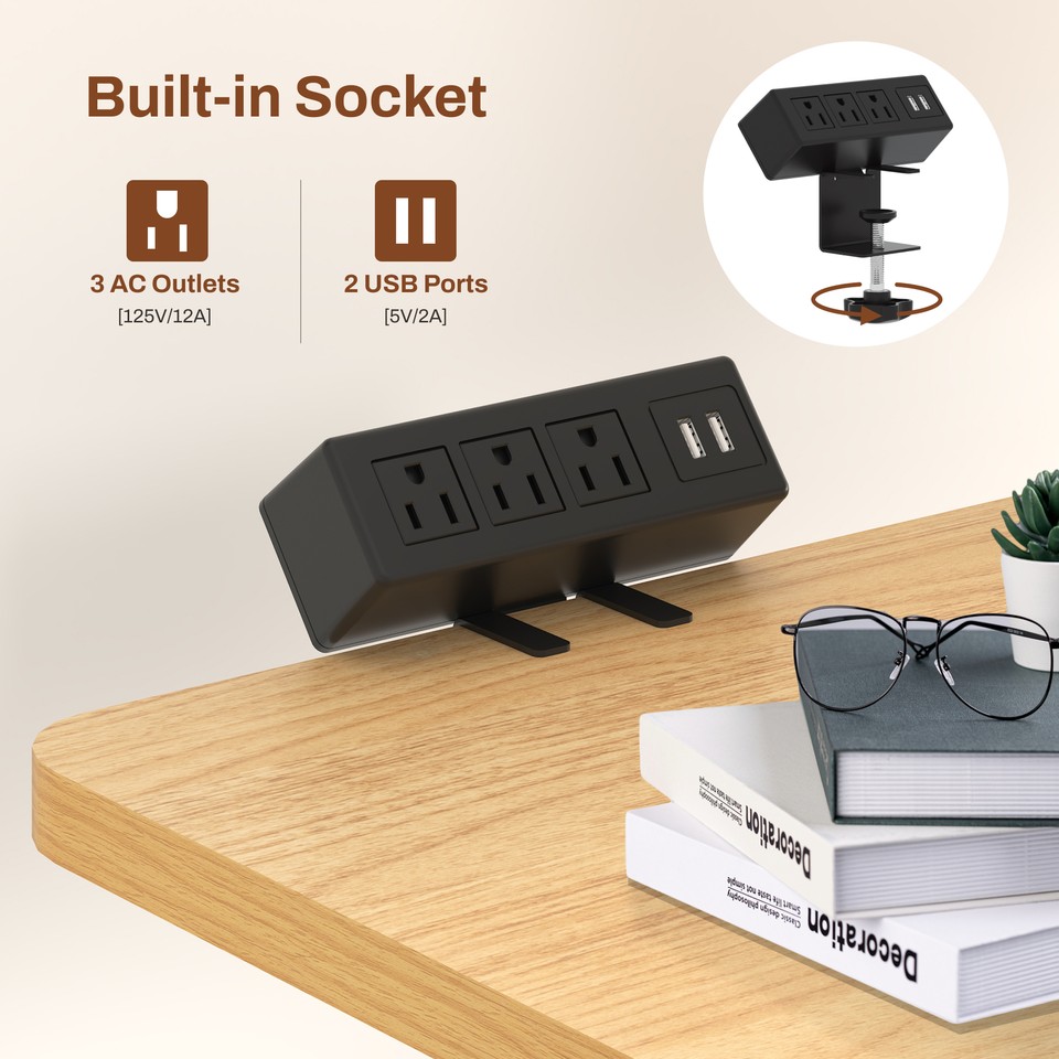 Adjustable Standing Desk with Built-In Cable Management and Hook, Black ...