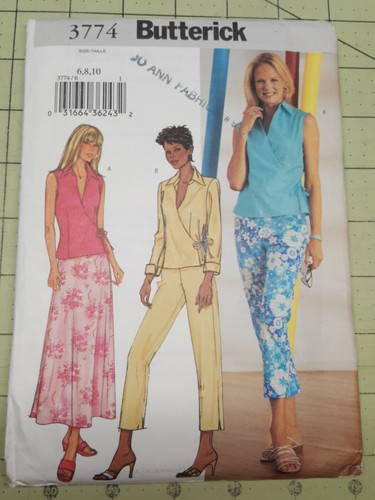 Butterick Pattern 3774 Wrap Blouse Top Bias Skirts Pants Sizes 6 8 10 ...