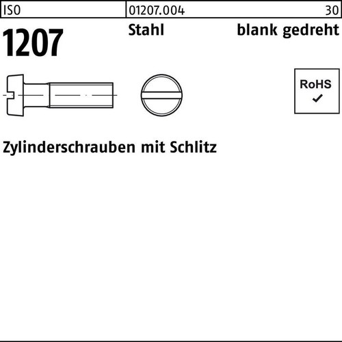 100er PACK(Stk) Zylinderschraube M 1,6 x 5 ISO 1207 m.Schlitz Stahl ...