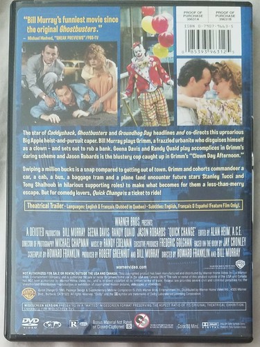 Quick Change (DVD) -Bill Murray - Gena Davis | eBay