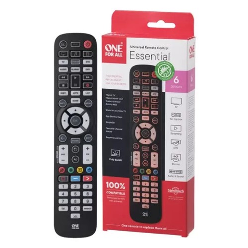ONE FOR ALL URC3661 ESSENTIAL 6WAY ANTI MICROBIAL UNIVERSAL REMOTE ...