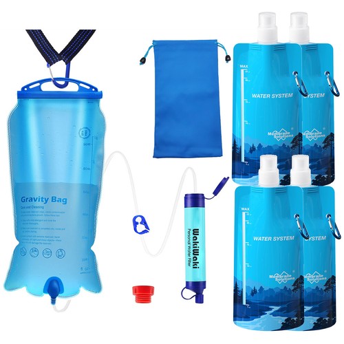 Gravity Water Filter 4Stage,Camp Water Filter Bag W/4PCS Water Pouch ...