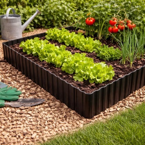 Black Steel Garden Edging Boarder Path Edge Galvanised Metal Roll ...